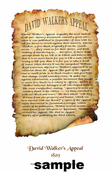 African American historical posters. David Walker Appeal #1249 ...